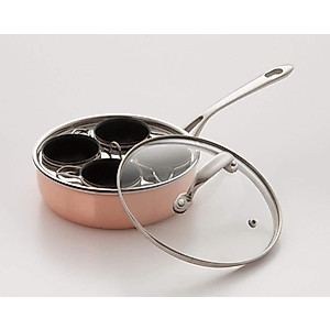 ExcelSteel Fits All 2.5" Size, Perfectly Poached Brunch Nonstick Egg Poacher Replacement, 4 Cups, Gold