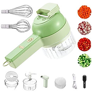 Arigold 1SPEEDS Handheld Vegetable Chopper: Cordless Mini Chopper, Food Dicer, and Onion Cutter - Versatile Vegetable Slicer Dicer. Comes with Egg and Cream Beater (Green)
