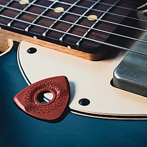 Bog Street AXE CUT Guitar Picks, Medium, Electric Guitar and Acoustic Guitar Picks, Red (6-Pack)