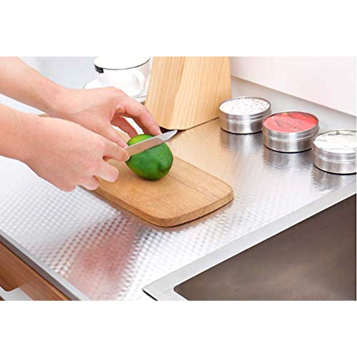 TOOLDECO Sliver Kitchen Backsplash Sticker Aluminum Foil Peel Stick Paper Wall Paper DIY Drawer Cabinet Shelf Liners Paper 15.8inch X 100inch