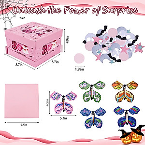 Welpurch Butterfly Explosion Gift Box, Pink Ghost Boo Ghost Guest Unique Exploding Box, Surprise Flying Butterfly Box, Exploding Gift Box for Birthdays, Wedding, Anniversaries, Christmas (Pink)