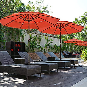Yescom 9' Aluminum 3 Tier Wind Resistant UV70+ Outdoor Patio Umbrella Push Tilt Crank Pool Yard Garden Deck Table Orange