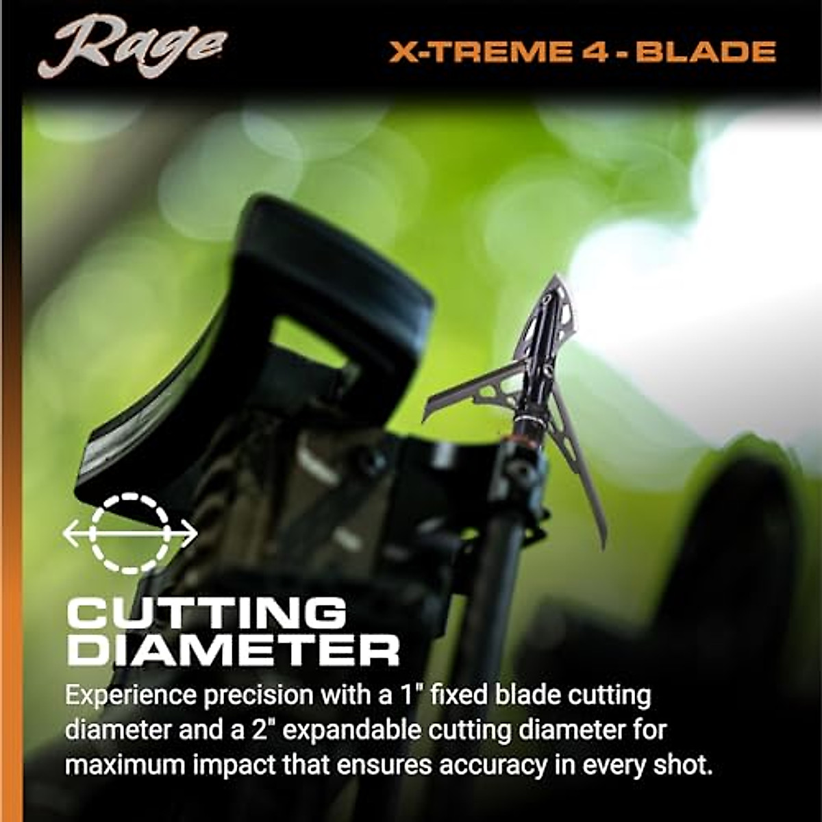 Rage Extreme 4 Blade Arrow Archery Broadhead, 100 Grain - 2 Pack