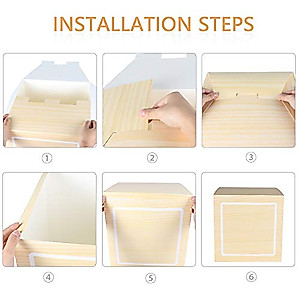 DIY Birthday Baby Shower Decorations - 4pcs Wood Grain Paper Boxes with BABY+A-Z letters,Party Boxes Block for Baby Shower Birthday Gender Reveal Graduation Teddy Bear Baby Shower Party Supplies