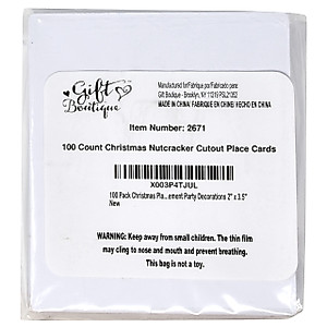 Gift Boutique 100 Pack Christmas Place Cards Holiday Seating Name Card Die Cut Xmas Nutcracker Table Setting Folded Paper Tent Cards for Dinner Wedding Tables Placement Party Decorations 2" x 3.5"