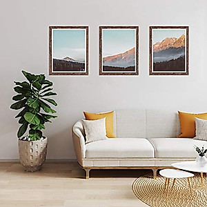 Q.Hou 16x20 Picture Frame Wood Patten Rustic Brown Puzzle Frame Set of 2, Wall Hanging, Smooth Molding & Acrylic Cover, Great for Art Prints, Poster, Mural and Picture (QH-PF16X20-BR)