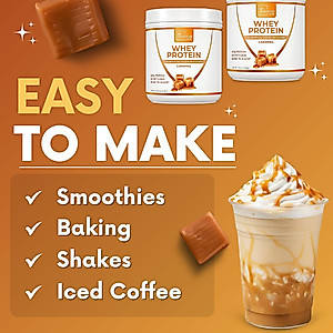 Whey Isolate Protein Powder - Low Carb Protein Powder for Women - Sweetened with Stevia Whey Isolate Protein for Muscle Growth - Natural Clean Protein Powder (Caramel, 15 Servings)