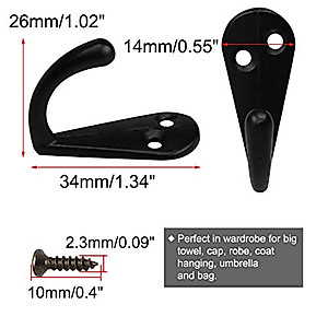 uxcell 8pcs Robe Hook Metal Vintage Design Wall-Mounted Hooks Keys Towel Wall Clasp Bathroom Hanger w Screws