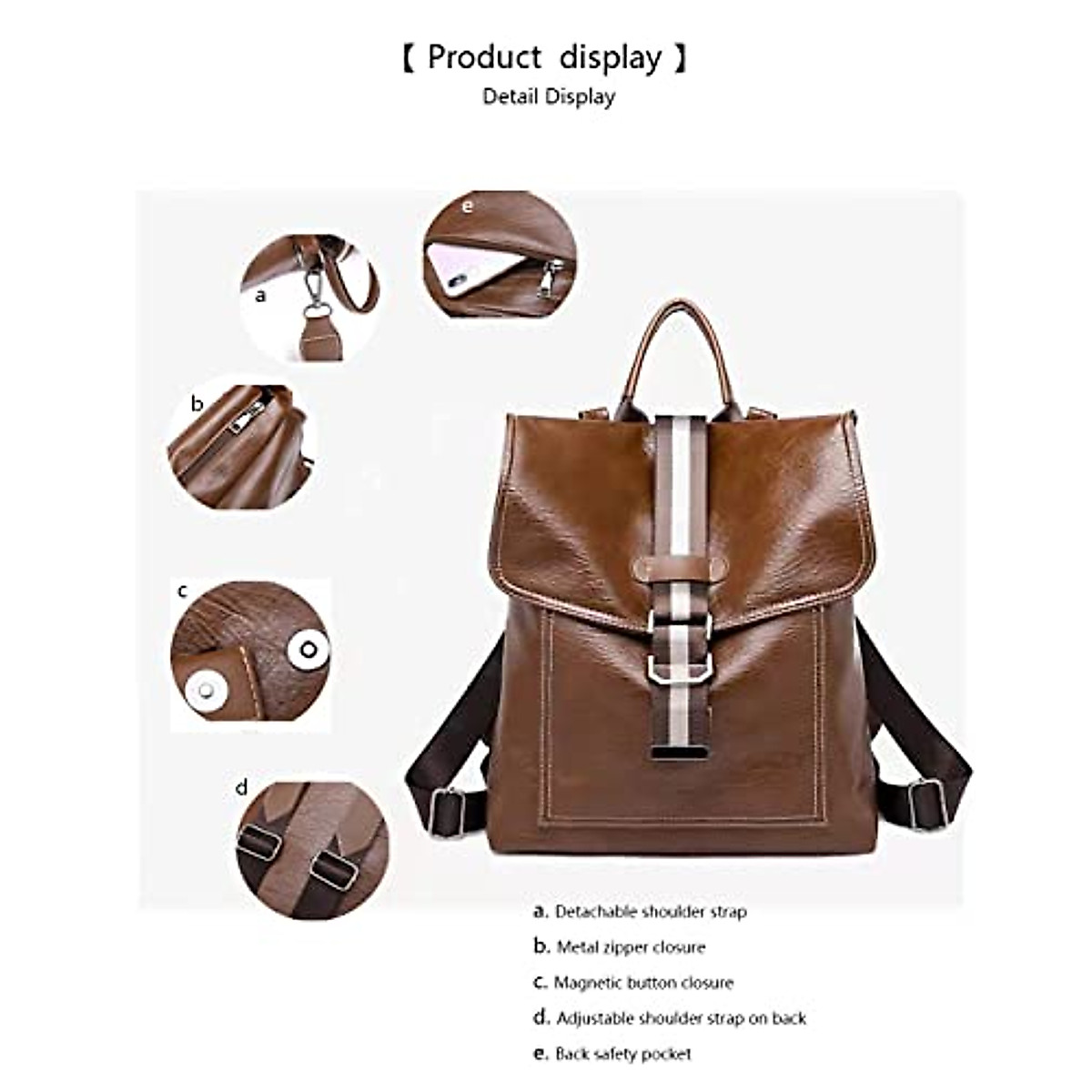 Women Backpack Purse PU Leather Shoulder Bag Travel Bag Handbag Casual Fashion Multifunctional Design Satchel Bags Anti-theft
