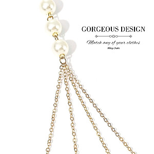Cosydays Boho Pearl Body Chain Gold Layered Chest Chains Necklace Belly Chain Beach Bikini Chains Waist Nightclub Body Chain Jewelry for Women
