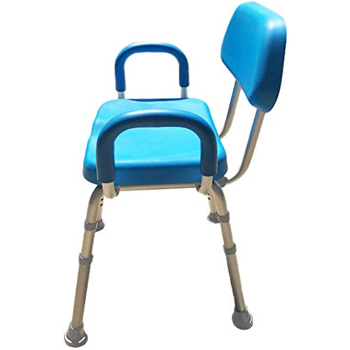 Padded Shower Chair and Bath Chair with Armrests and Back, Comfortable Deluxe Shower Chair for Inside Shower and Bathtub for Elderly and Seniors Safety, Adjustable Height, Institutional Quality, Blue