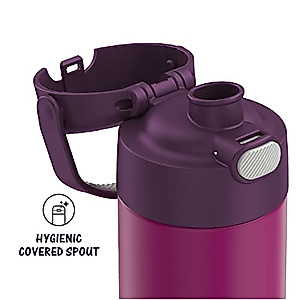 THERMOS FUNTAINER 16 Ounce Stainless Steel Vacuum Insulated Bottle with Wide Spout Lid, Red Violet