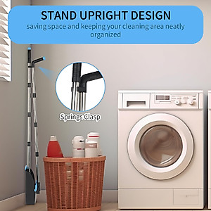 VOOWO Broom with Dustpan Combo Set, Broom and Dustpan Set for Home, Kitchen Broom for Sweeping Indoor Outdoor, Dust Pan with Long Handle, Broom with Dustpan for Office Lobby Floor Cleaning (Blue)