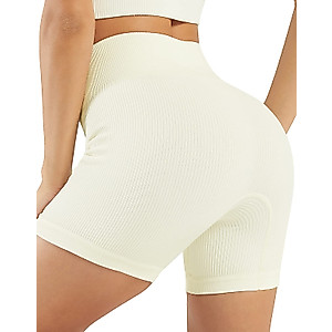 Women’s Workout Running Shorts High Waist Tummy Control Athletic Gym Yoga Lounge Shorts (N08S-HeiBaiLan)