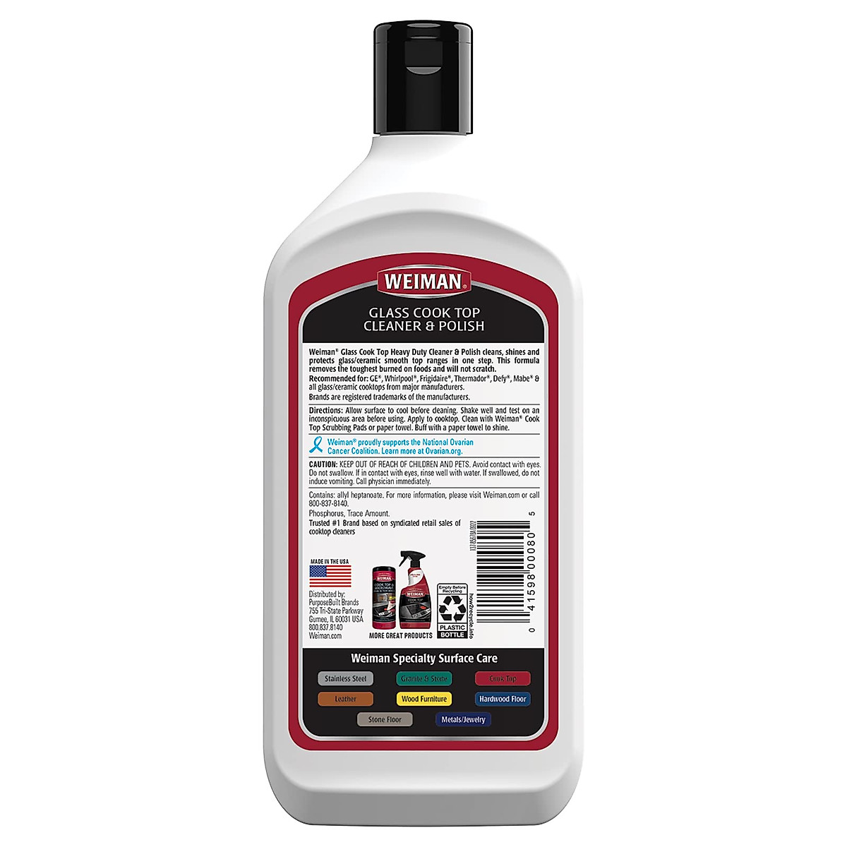 Weiman Non-Abrasive, No Scratch Induction Glass Ceramic Stove Cooktop Heavy Duty Cleaner and Polish, 20 Ounce