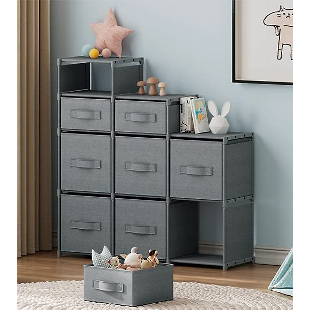 EnHomee 9 Cube Storage Organizer DIY Storage Cubes Portable Organizer Shelves Toy Organizers Storage for Bedroom/Living Room/Kids Room