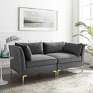 Modway Ardent Performance Velvet Loveseat, Gray