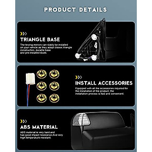 OCPTY Tow Mirrors Power Heated Left Driver Right Passenger Side Towing Mirrors Fit for 2009-2010 for DODGE for Ram 1500 2011-2016 for Ram 1500 2500 3500 with Turn Signal Puddle Light with Black