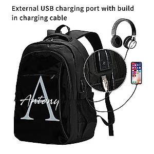 Slocenk Custom Backpack Personalized Laptop Backpack for Women Men with Name Photo Customized Travel Computer Bookbag with USB Port