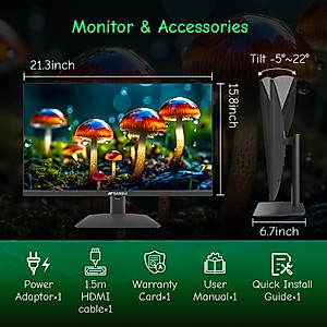 SANSUI Computer Monitor 24 inch IPS Eye Care 1080P Display HDMI,VGA Ports with 178° Viewing Angle/Frame-Less/Tilt/VESA Compatible for Office and Home (ES-24X5AL)