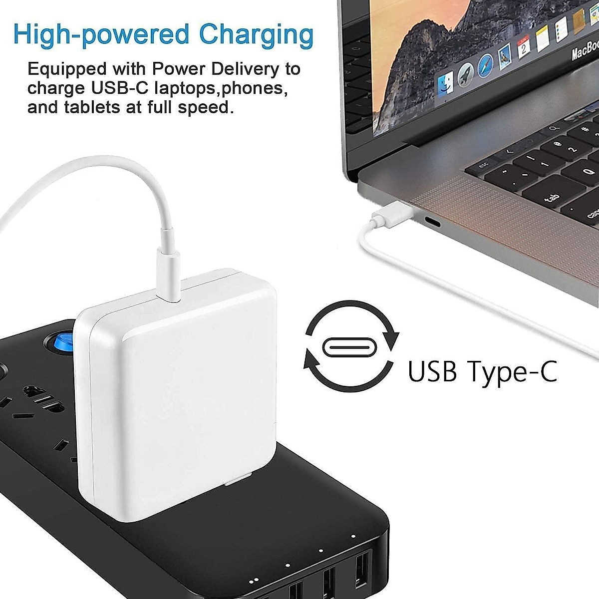 MacBook USB C Charger for MacBook Air/MacBook Pro/Mac Charger USB C Laptop Chargers, 96W Mac Book Pro Charger Block, USBC Computer Power Adapter, Included Type C Cable