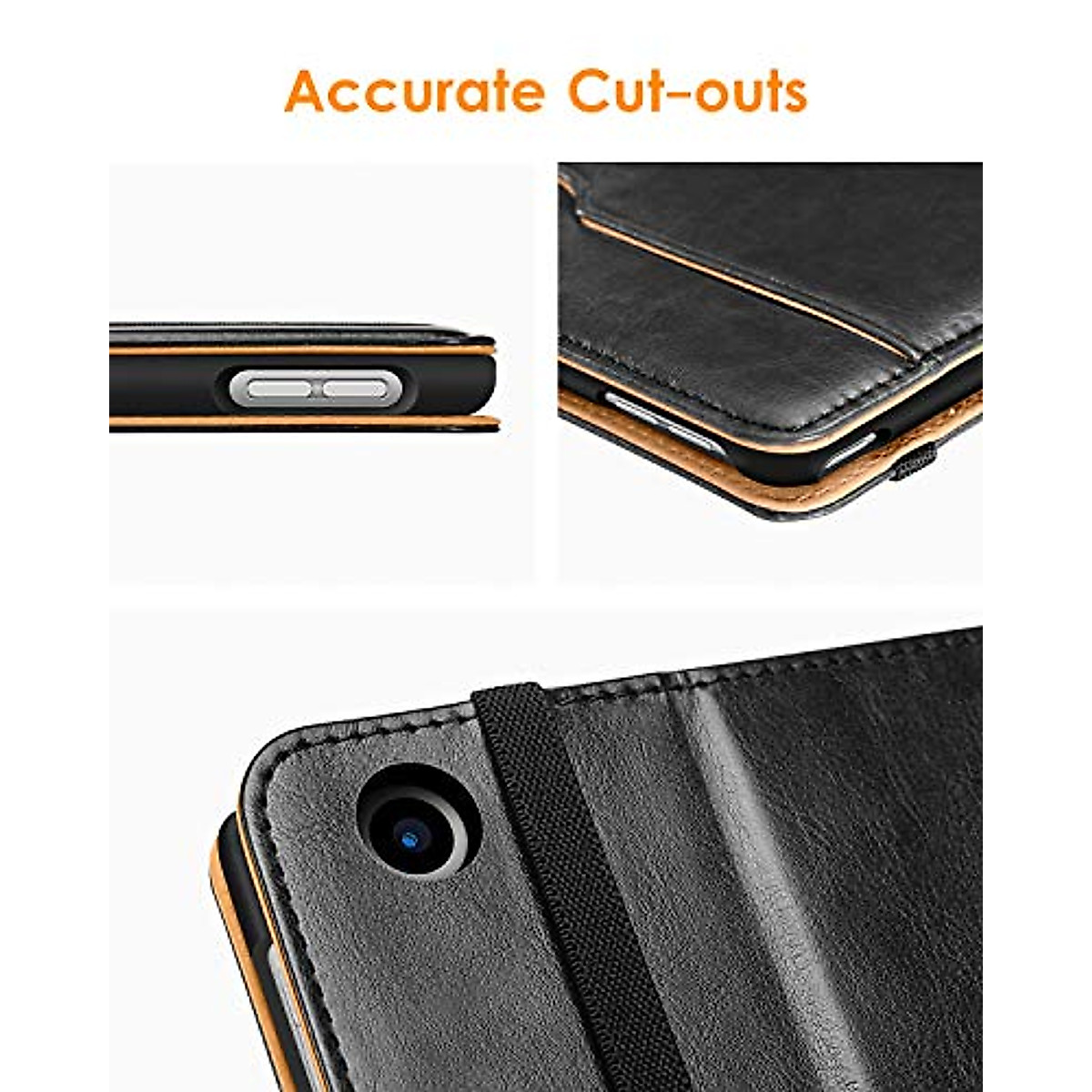 DTTO for iPad Mini 5th Generation 2019 Case, [Noble Series] Leather Folio Cover Case with Apple Pencil Holder for iPad Mini 5 2019 [Auto Sleep/Wake], Black