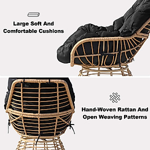 VIXLON 3 Pieces Patio Chair Outdoor Swivel Rocker Patio Chairs Set 360 Degree Swivel Rocking Chairs Elegant Patio Bistro Set for Lawn Garden Backyard (Black Cushion)