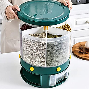 Rice Storage Container Rice Bucket Easy Dispensing Rotating Food Grade Large Capacity Practical 6-Grid Leak-Proof Rice Storage (Color : Wit)