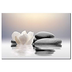 artgeist Canvas Wall Art Print Zen 24x16 in - 1pcs Home Decor Framed Stretched Picture Photo Painting Artwork Image - Flowers Stone Spa Wellness b-B-0095-b-a