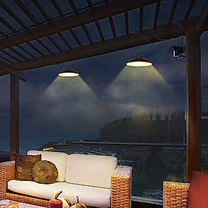 KINBEDY Solar Pendant Light Outdoor Indoor Shed Lights Adjustable Brightness Solar Barn Light Hanging Lamp IP65 Waterproof with 6M Extension Cord for Entryways, Yards, Garden Warmwhite