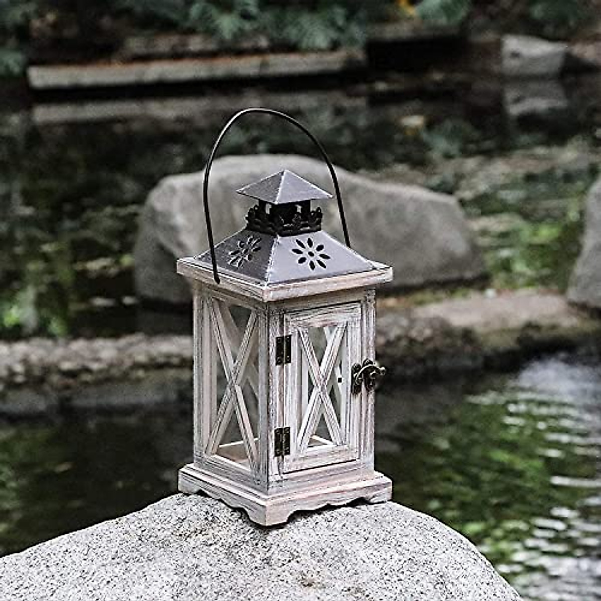 Candle Lantern Decorative Farmhouse White Lanterns Candle Holde Decor for Home Decor Front Porch