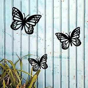 Butterfly Wall Art Decor, 3 Acrylic Wall Art Sculptures Insect Wall Decoration Sticker Laser Cut Hanging Home Decoration Sign for Indoor Outdoor Home Garden Living Room Bedroom (Butterfly - Black)