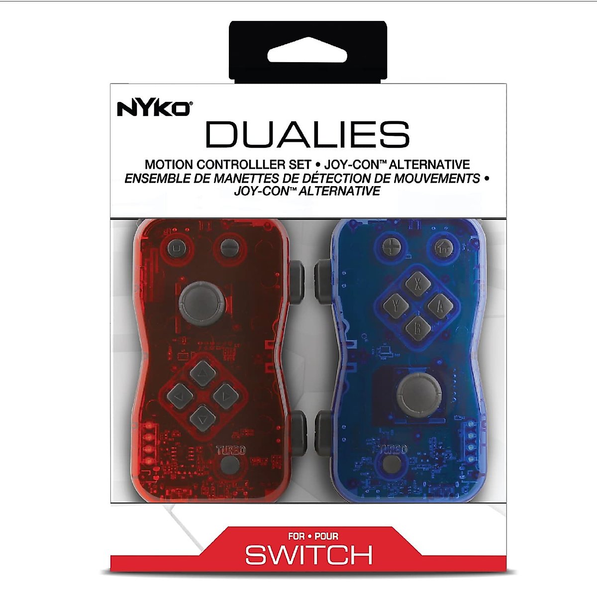 Nyko Dualies Controller Set for Nintendo Switch - Red/Blue: Comfortable, Responsive, and Precise Wireless Gaming with Motion Control, USB C Charge Cable. Joycon Alternative