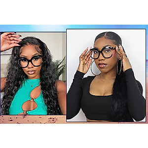 VOOGLAM Oversized Black Square Blue Light Blocking Glasses Clear Lens for Women Fredia OX739865-03