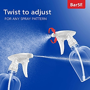 Bar5F Plastic Spray Bottle, 16 oz | Leak Proof, Empty, Clear, Trigger Handle, Adjustable Fine to Stream Output, Refillable, Heavy Duty Sprayer for Hair Salons & Spas, Household Cleaners, Cooking