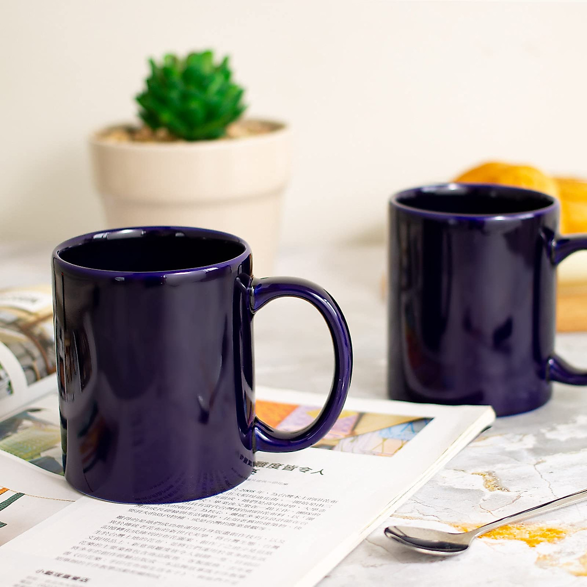 Bycnzb 12oz coffee mug set of 6 Coffee Mugs for Coffee, Tea, Cocoa, Milk（cobalto）