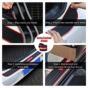Kewucn Car Rear Bumper Protector Guard, Rubber Scratch-Resistant Protection Strip Sticker, Auto Non-Slip Trunk Door Entry Trim Cover, Universal Vehicle Accessories for Most Cars (Red Sport)