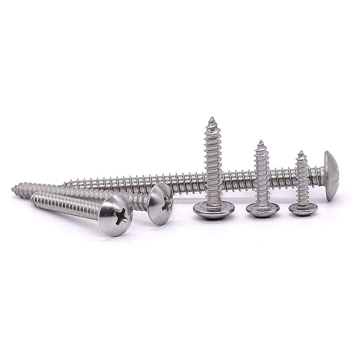 #10 x 3/4" Truss Head Wood Screw, Phillips Truss Head Self Tapping Sheet Metal Tek Screw, 18-8 Stainless Steel 304, Brgiht Finish, 100 PCS