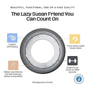 Lazy Susan Hardware, 12 inch, 1,000 lbs. Load Capacity, Pack of 1 Steel Lazy Susan Turntable Ball Bearing, by Woodpeckers