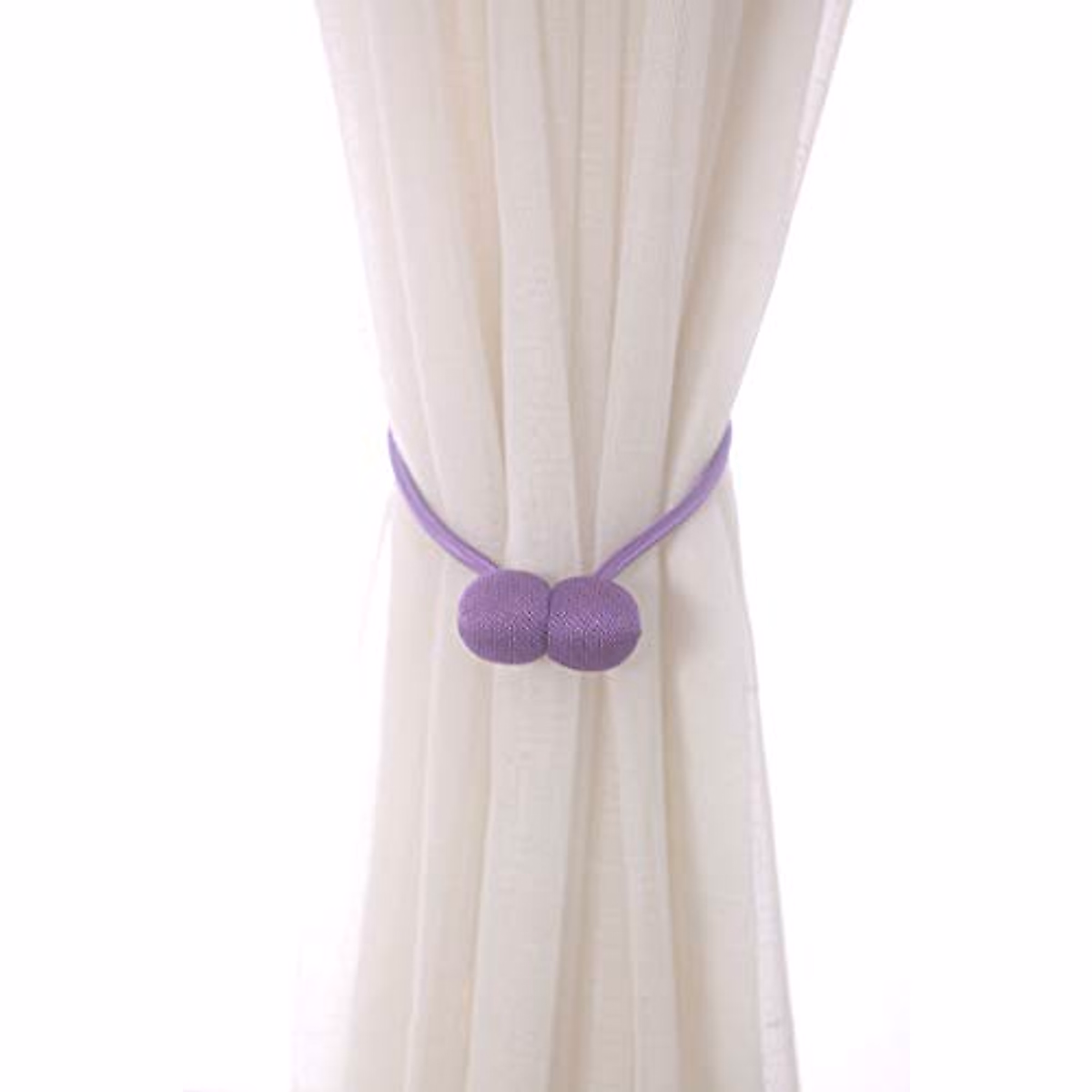 EMISSU Magnetic Curtain Tiebacks, Decorative Curtain Clips Rope Holdbacks Tie Backs for Home Office Window Decoration, No Drilling and Holes Required (Purple, 1 Pair)