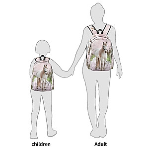 FeHuew 16 inch backpack 3D Animal White Horse Laptop Backpack Full Print School Bookbag Shoulder Bag for Travel Daypack