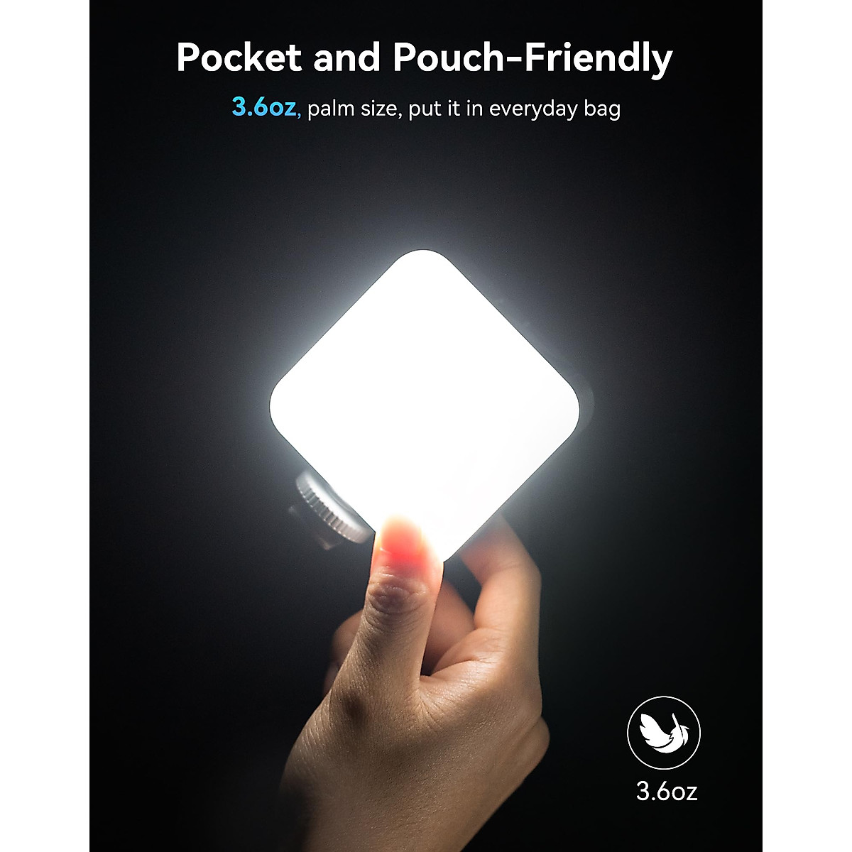 SmallRig P96 LED Video Light, Portable Camera Lights, 96 LED Beads for Photography Video Lighting, Rechargeable 2200mAh CRI 95+ 2700-6500K w 3 Cold Shoe 3286B