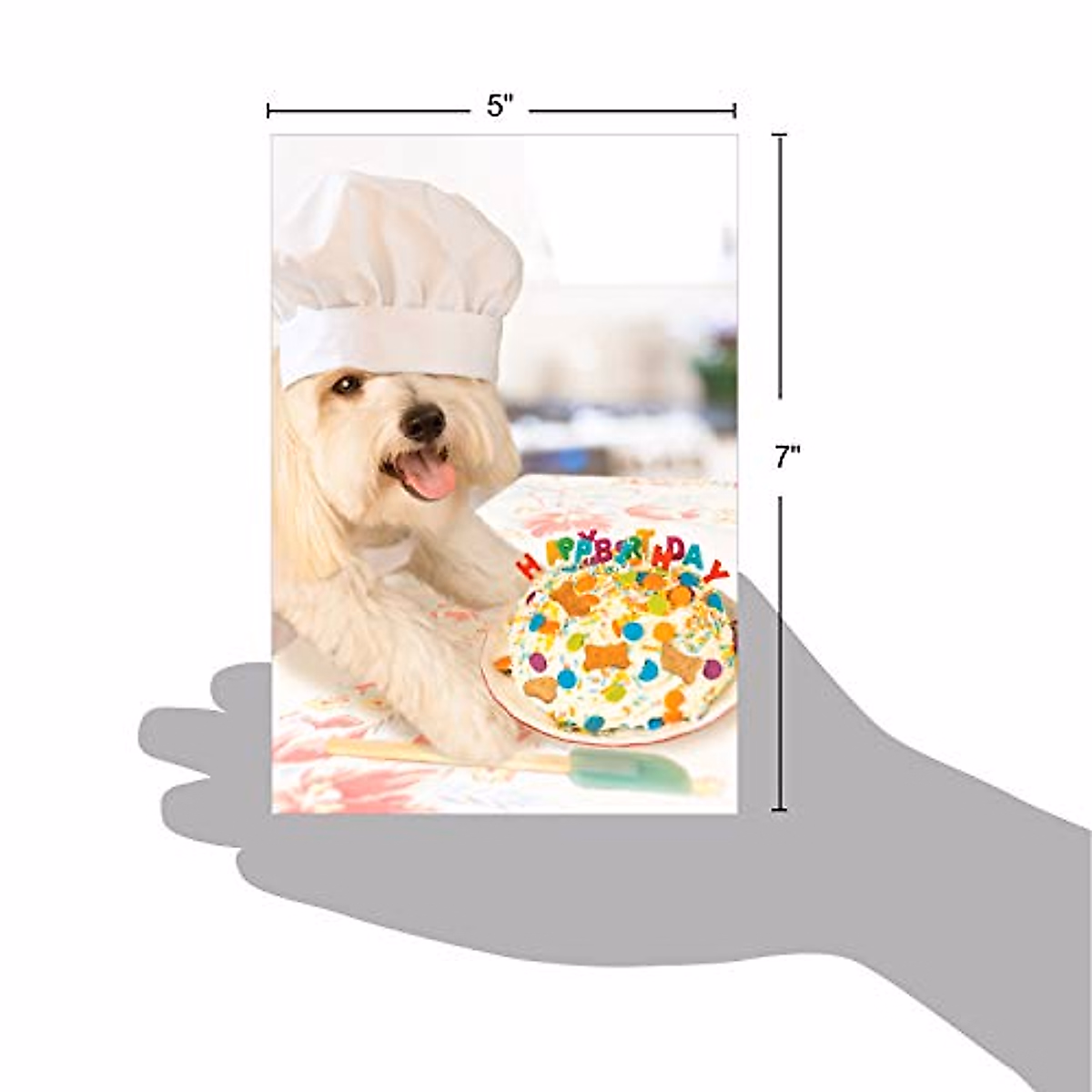 NobleWorks - 1 Cute Birthday Card with Envelope - Funny Wild Animals and Pets, Birthday Greeting - Dog Chef C3200BDG