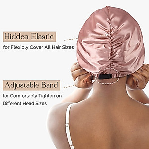 YANIBEST Satin Bonnet Silk Bonnet Sleep Cap for Women Hair Care Adjustable Knotted Turban Hat for Curly Natural Hair