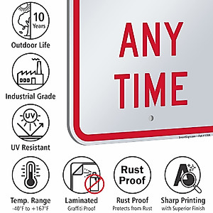SmartSign 18 x 12 inch “No Parking Any Time” Metal Sign, Screen Printed, 63 mil Laminated Rustproof Aluminum, Red and White