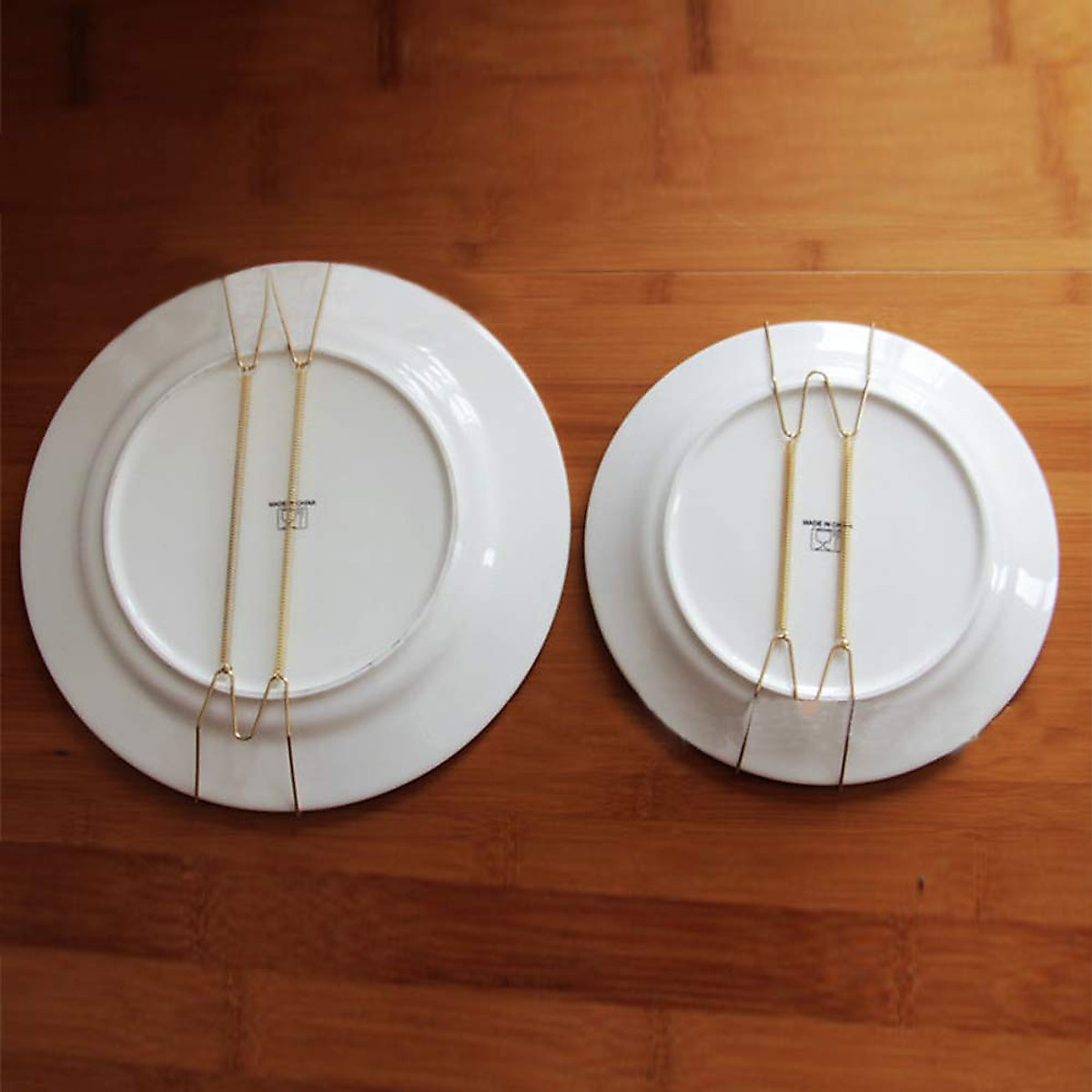 MroMax Plate Hanger 13.98" W Type Stainless Steel Plate Hangers Invisible Wall Hooks for Walls Compatible Decorative Plates Hooks Dish Display Holder Golden 1PCS