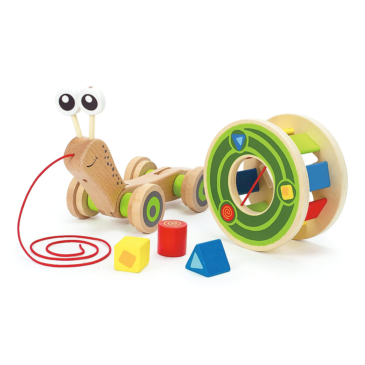 Hape Walk-A-Long Snail Pull Toy |Award Winning Toddler Wooden Push and Pull Toy with Removable Color