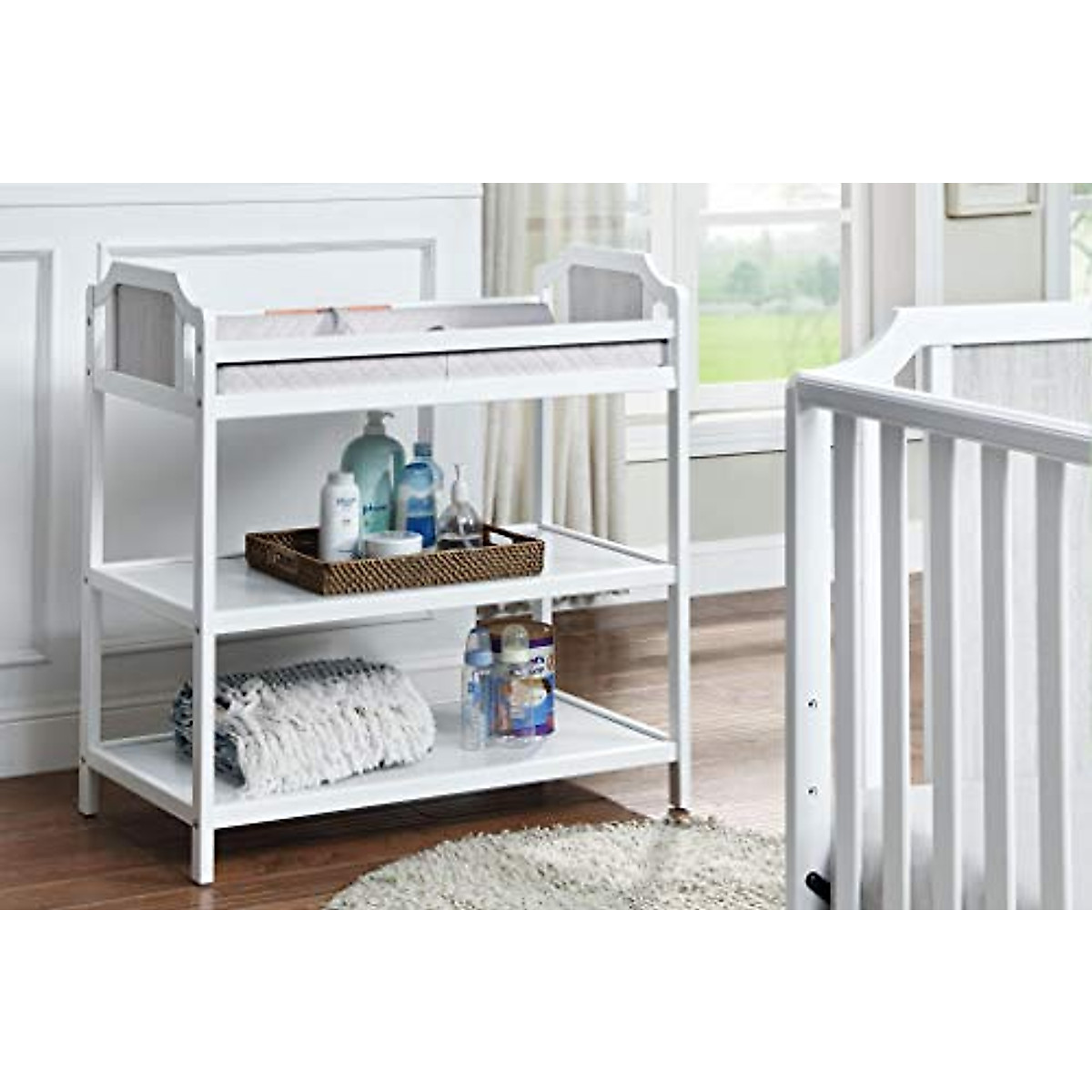 Suite Bebe Brees Changing Table in White and Vintage Birch