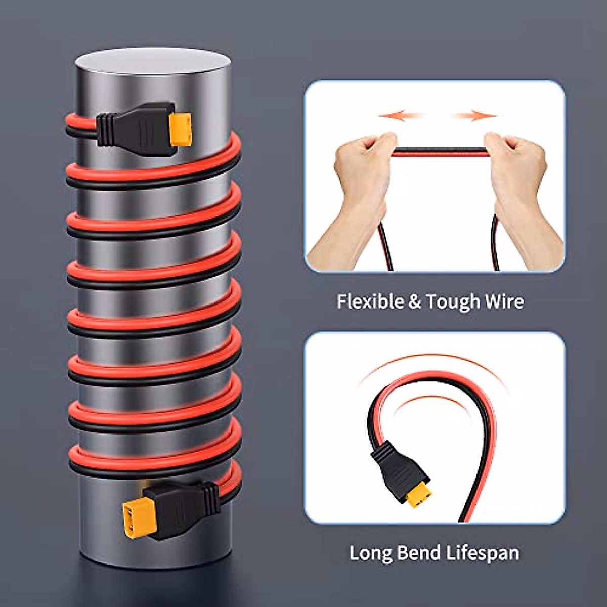 ELECTOP XT60 Extension Cable 10Ft, 10AWG XT60 Cable Wire XT60 Male to Female Adapter Connector Converter Plug for RC Battery Lipo Battery Pack Solar Generator Portable Power Station and Solar Panel