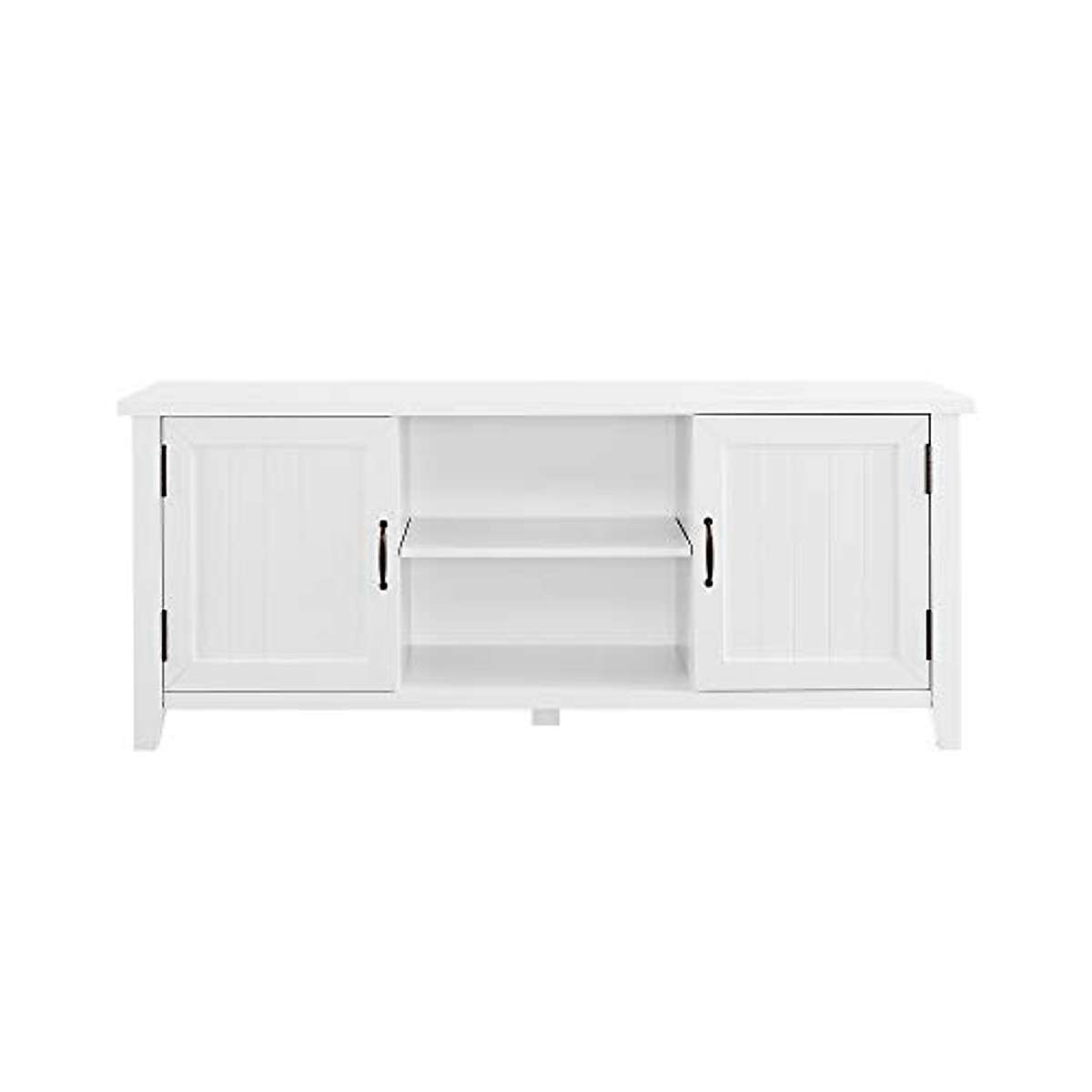 Walker Edison Buren Classic Grooved Door TV Stand for TVs up to 65 Inches, 58 Inch, Solid White